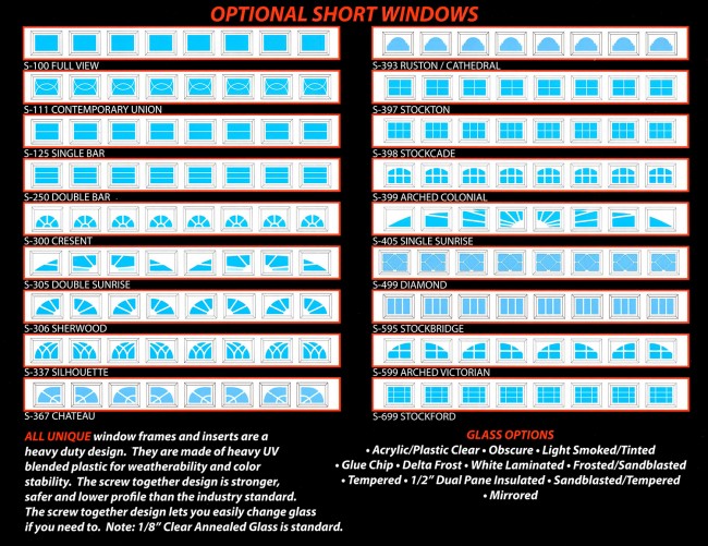 Short Windows | Carroll Garage Doors